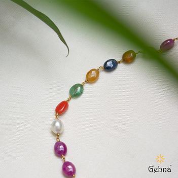 Celestial Navaratna 18K Gold Chain (18 Inches)