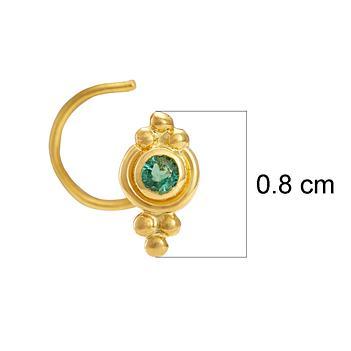 Fetching Emerald 22K Gold Nose Pin (Wire Type)