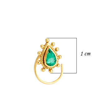 Hypnotic Emerald 22K Gold Nose Pin (Wire Type)