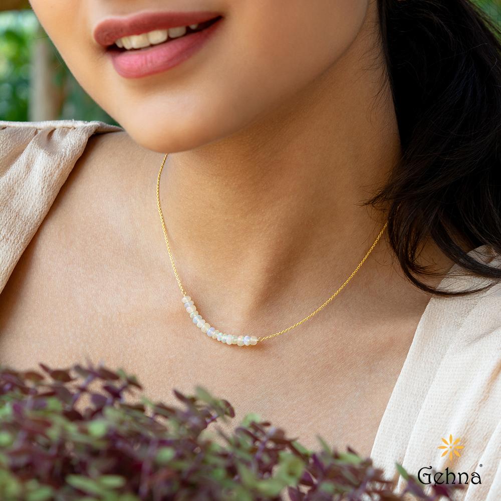 18K Yellow Gold Gold Opal Chain for women