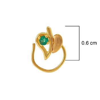 Intriguing Emerald Nose Pin in 22K Gold (Wire Type)